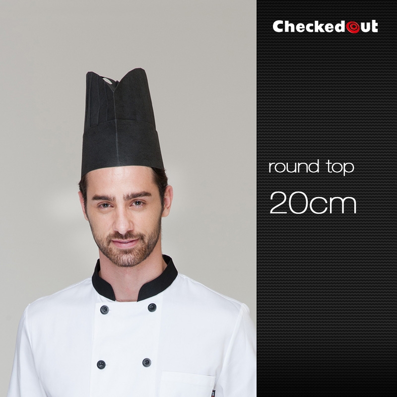 black round top paper disposable kitchen chef hat wholesale Factory ...