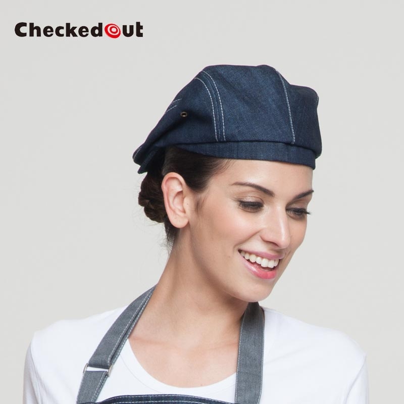 fashion denim table waitress hat beret hat Factory Wholesale