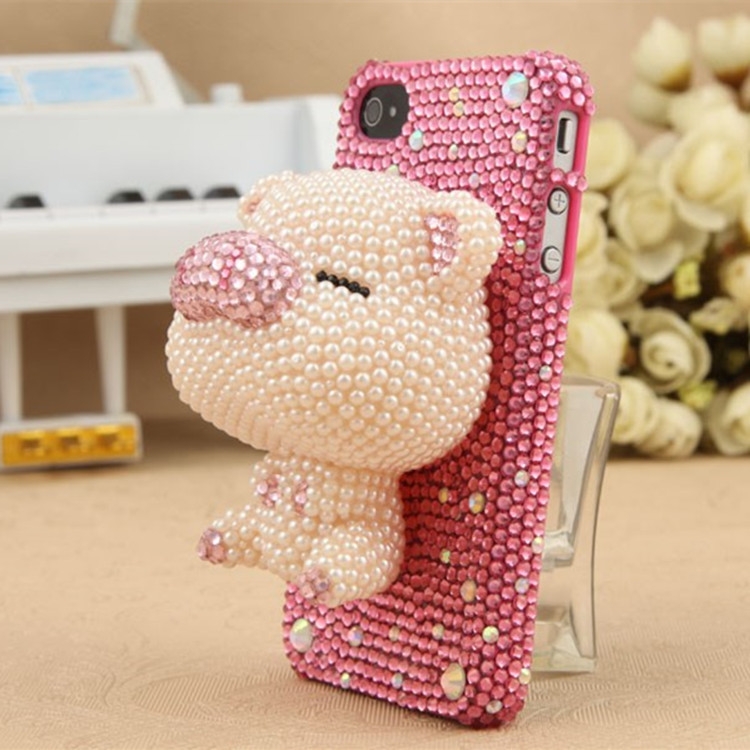 cute Rhinestones pig iphone 6 iphone 7 case customization supportted