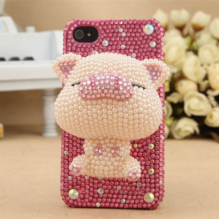 cute Rhinestones pig iphone 6 iphone 7 case customization supportted