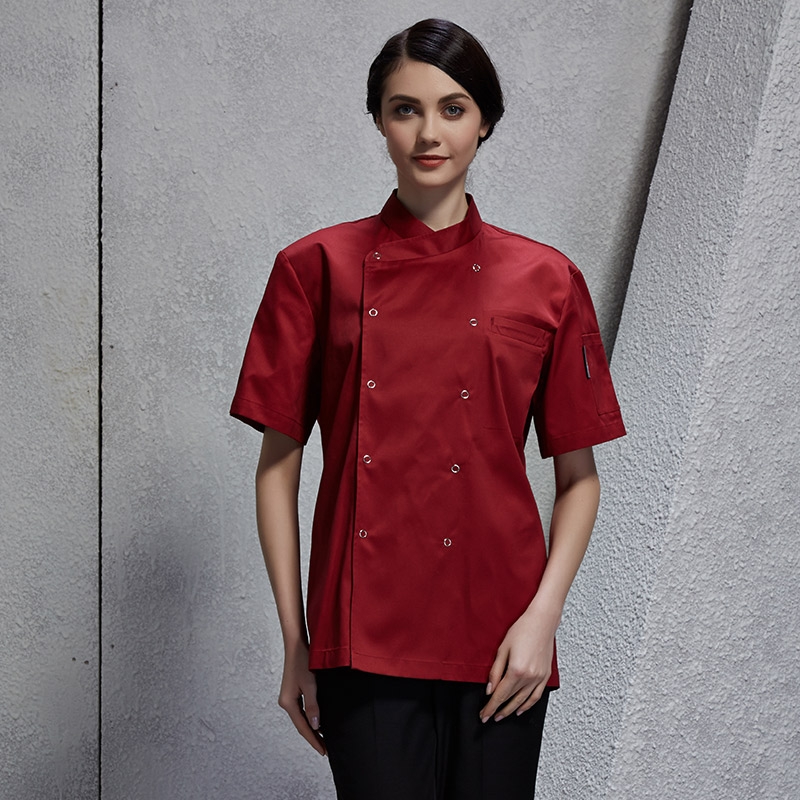 short sleeve snap button design chef jacket suit Factory Wholesale