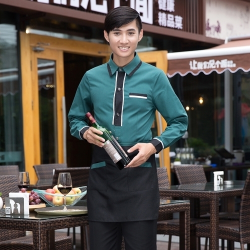 fashion V-collar design party waiter shirt restaurant uniforms