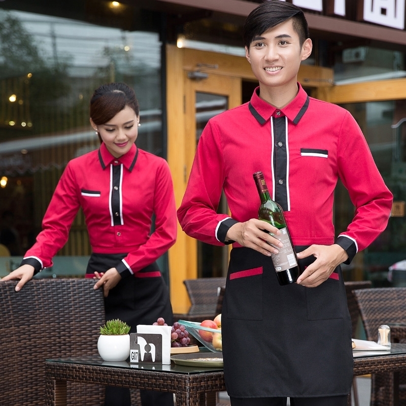 fashion V-collar design party waiter shirt restaurant uniforms