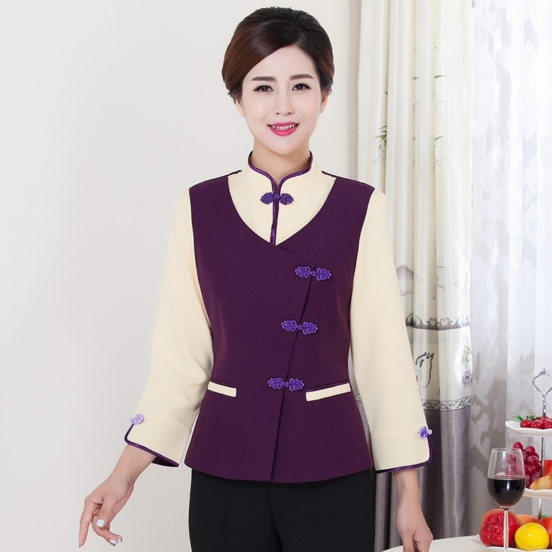 short sleeve button belt waiter store clerk dress uniforms Factory ...