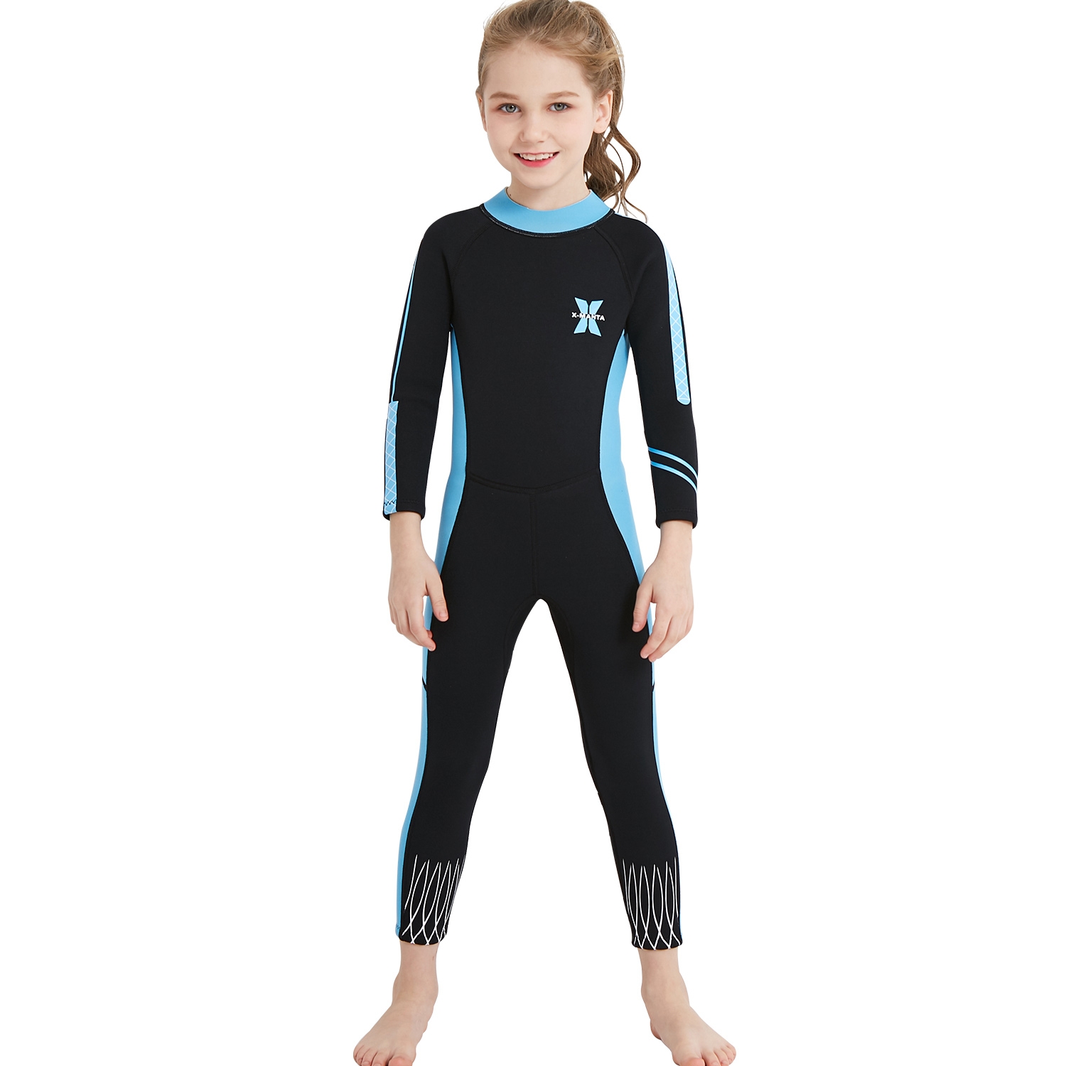 long sleeve one-piece girl children wetsuit swimming suit swimwear ...