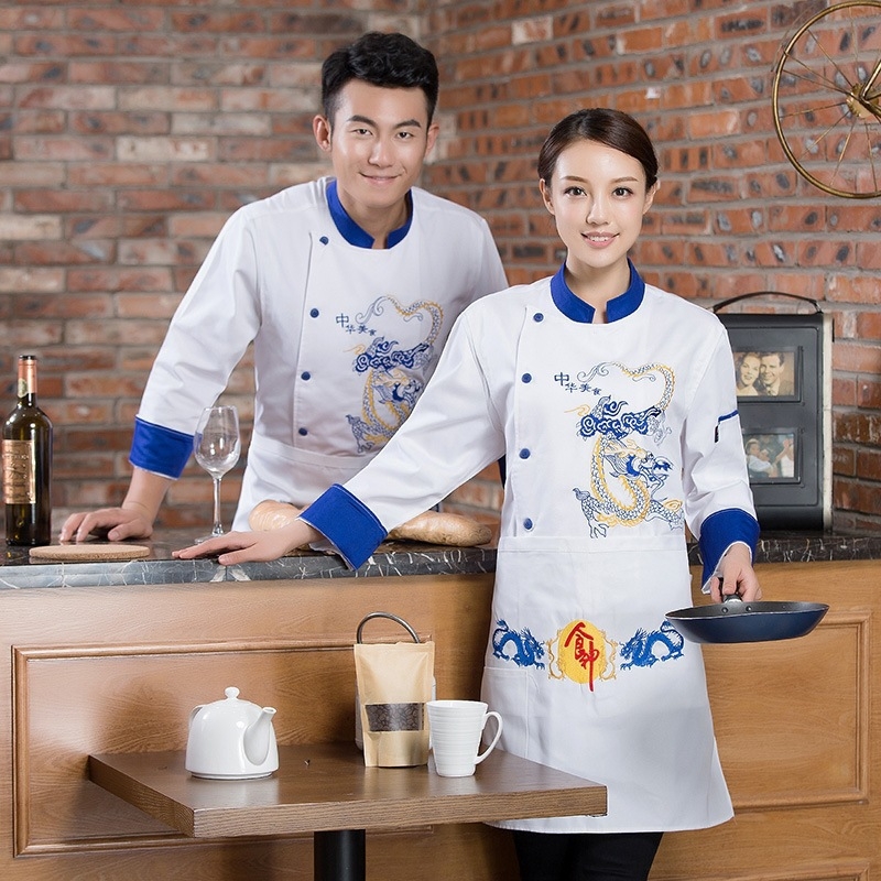 long sleeve dragon Chinese restaurant chef jacket baker uniform Factory ...