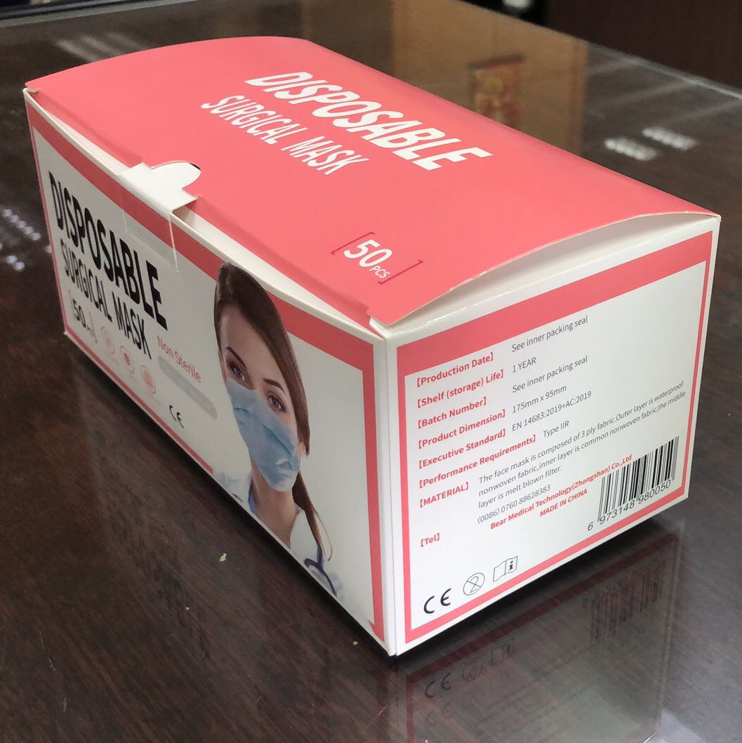 medical disposable ce ceritficated mask surgical mask EN14683 Type IIR