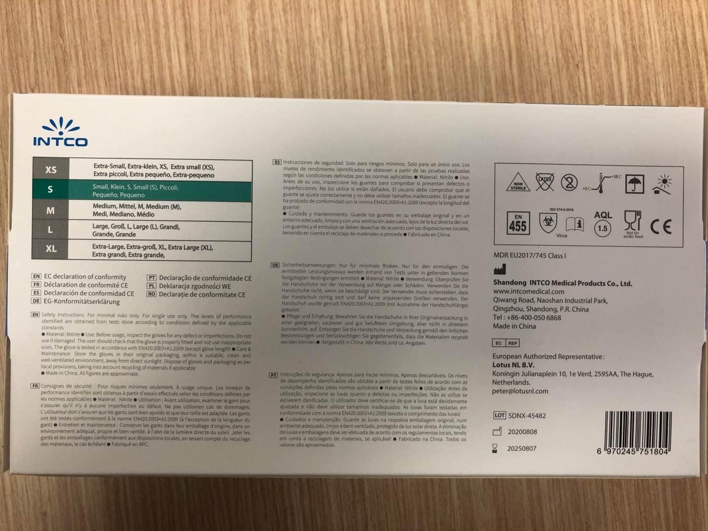 intco blue non-sterile nitrile disposable examination gloves CE ...