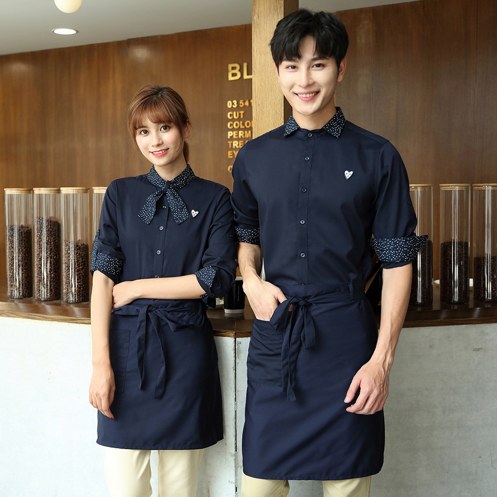 2025 spring fall long sleeve shirt uniform tea house work jacket pub ...