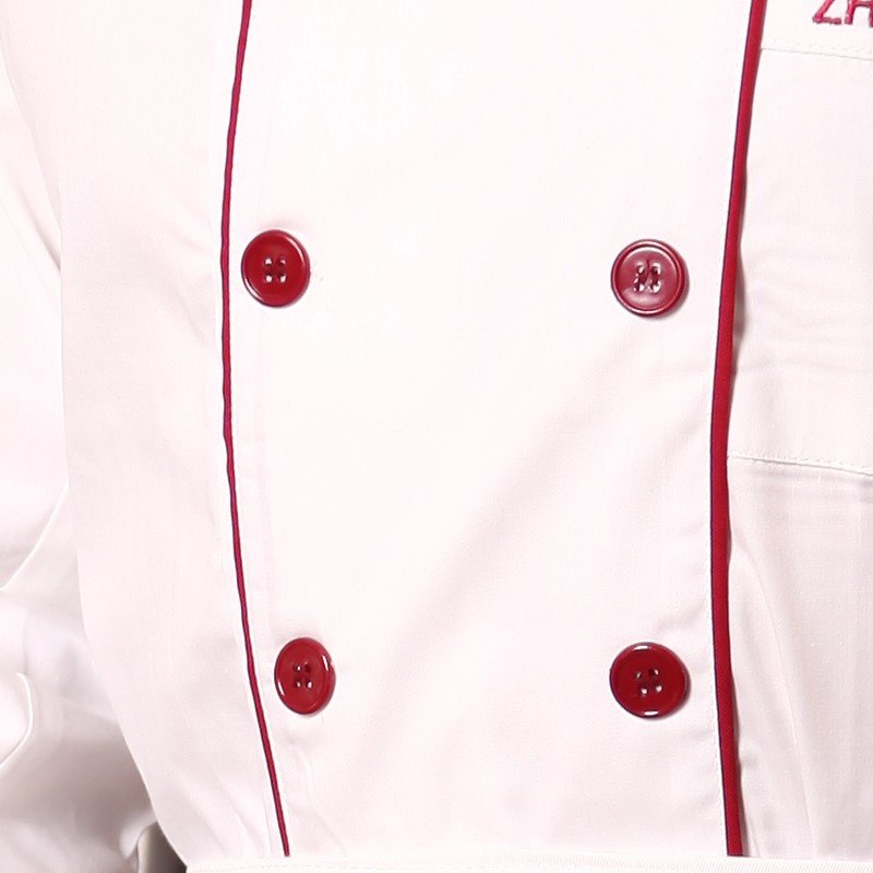 long sleeve red button winter chef coat uniform design Factory Wholesale