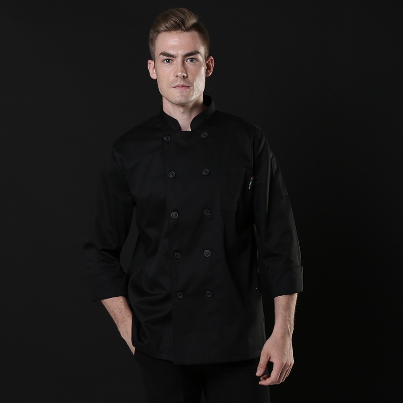 2025 long sleeve fashion gray collar baker jacket kitchen coat white ...