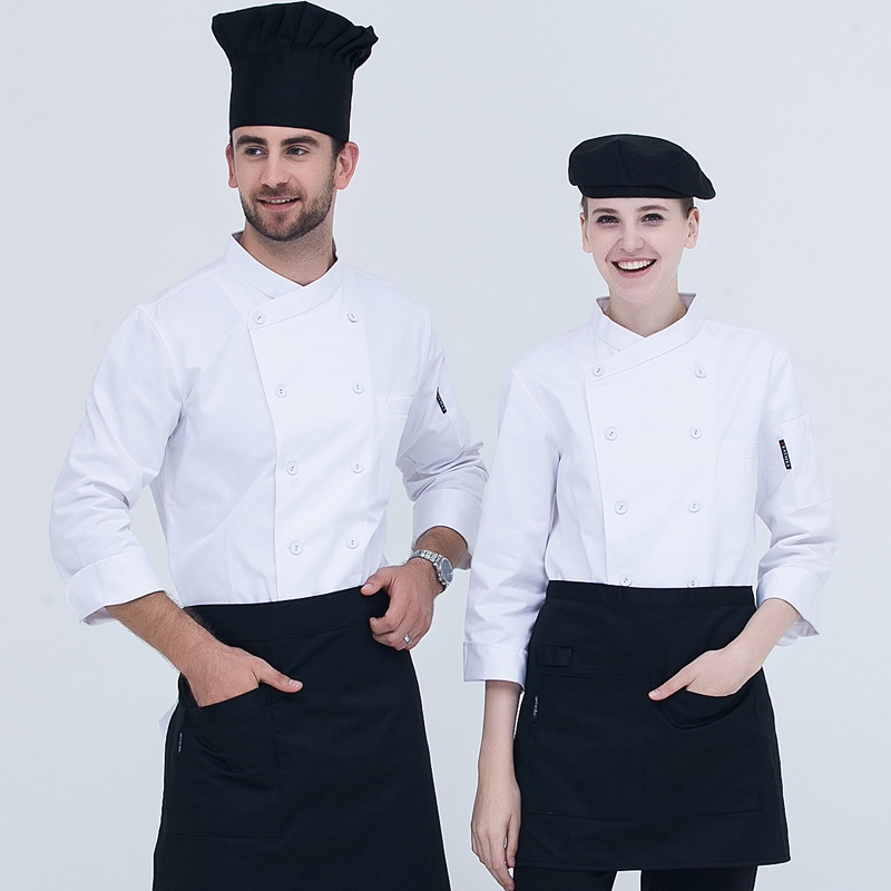 2025 classic long sleeve fashion double breast baker jacket kitchen ...