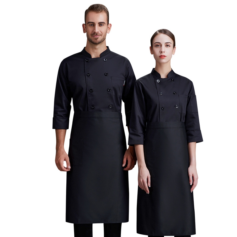 2025 long sleeve fashion dual breasted button baker food jacket coat ...