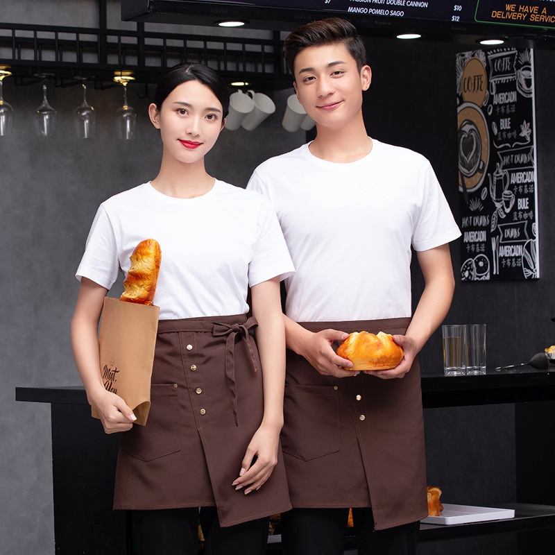 2025 double pocket tiny apron short apron cafe staff apron for pub ...