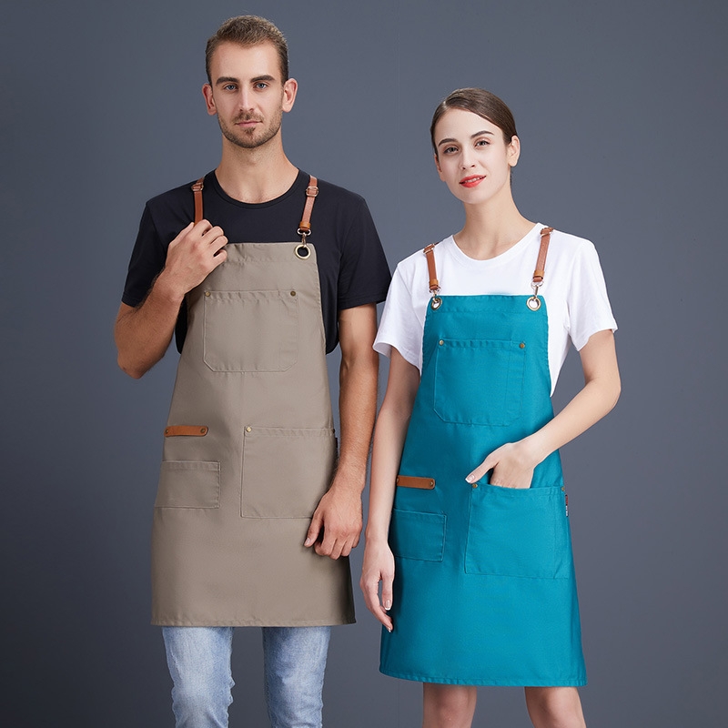 2025 English pocket long halter apron super market vegetable store ...