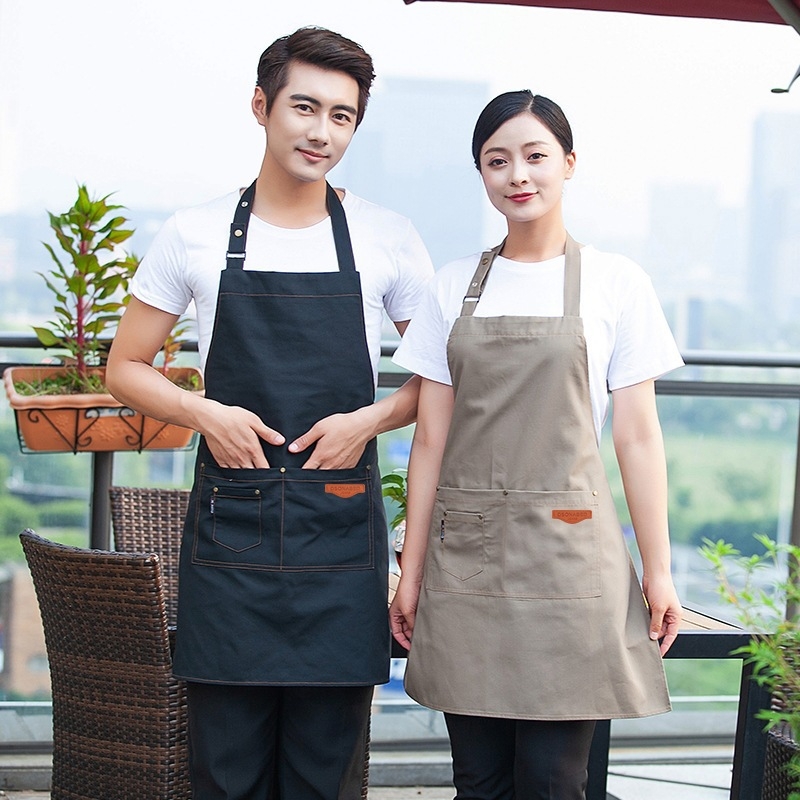 2025 cheap long halter apron super market vegetable store milk tea ...