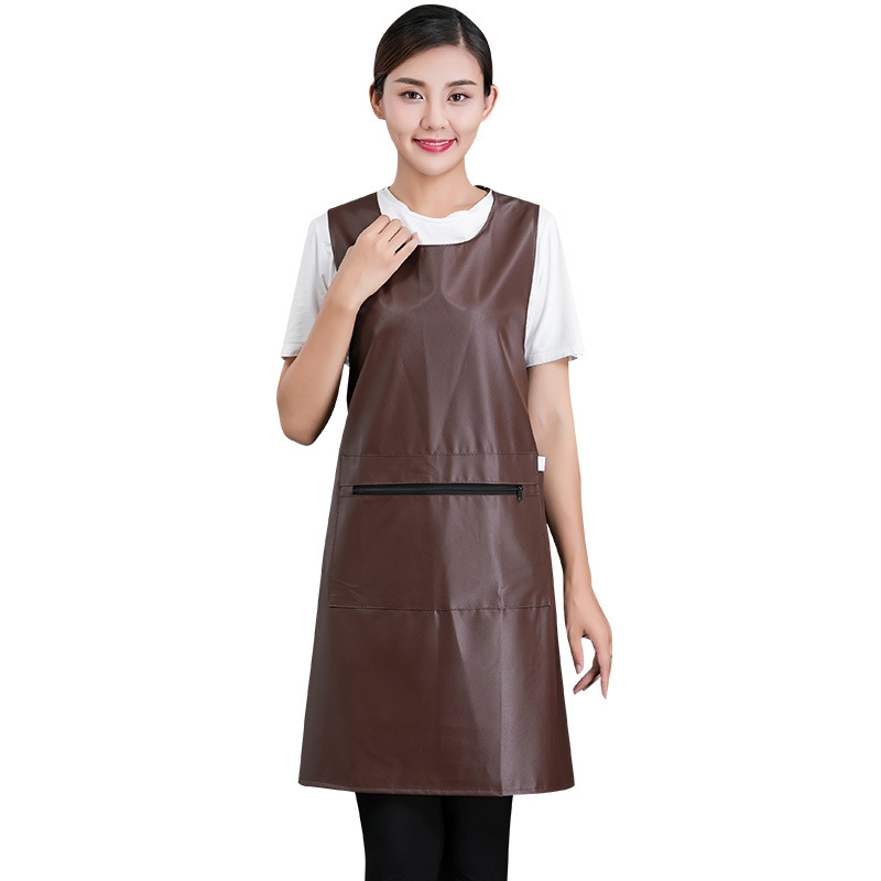 2025 PU leather halter apron meat market vegetable store milk tea apron
