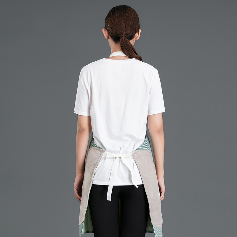 2025 light green stripes halter apron vegetable store milk tea apron ...