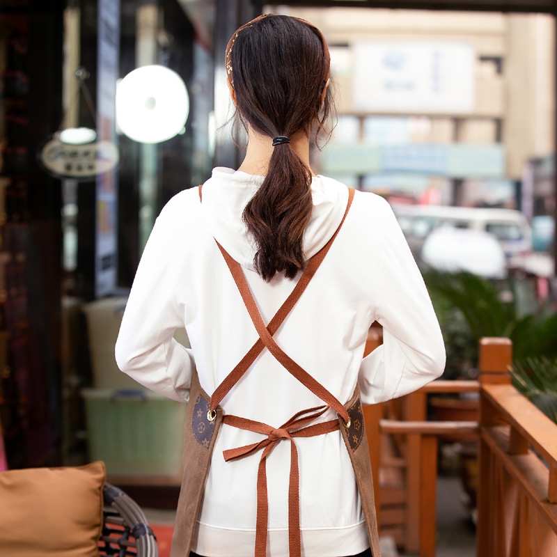 2025 Europe upgraded printing halter apron cafe water proof apron ...