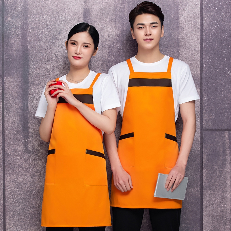 2022 high quality orange work apron chef halter apron waiter apron ...