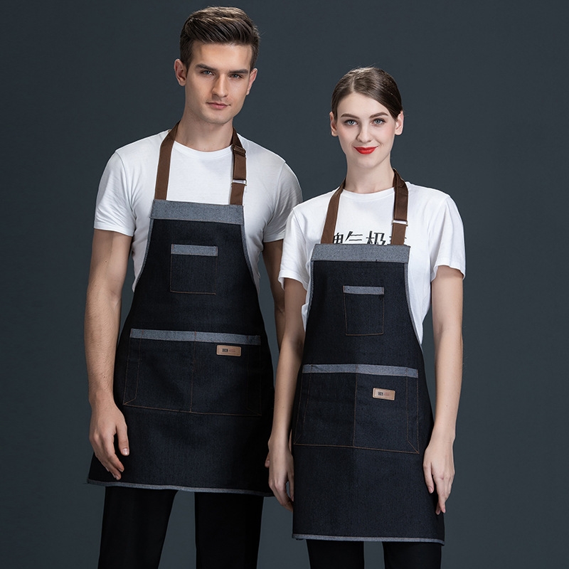 2025 fashion denim halter apron fruit store apron long apron household ...