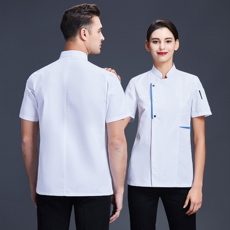 2025 summer design blue hem chef jacket uniform workwear baker cheap ...