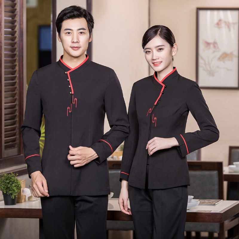 2025 Chinese style sleeve tea house restaurant waitress waiter blouse ...