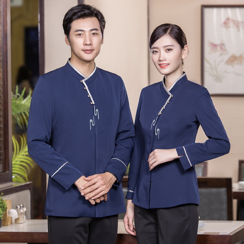 2025 Chinese style sleeve tea house restaurant waitress waiter blouse ...