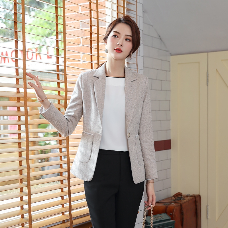 beige color business office lady women work suit female pant suit ...