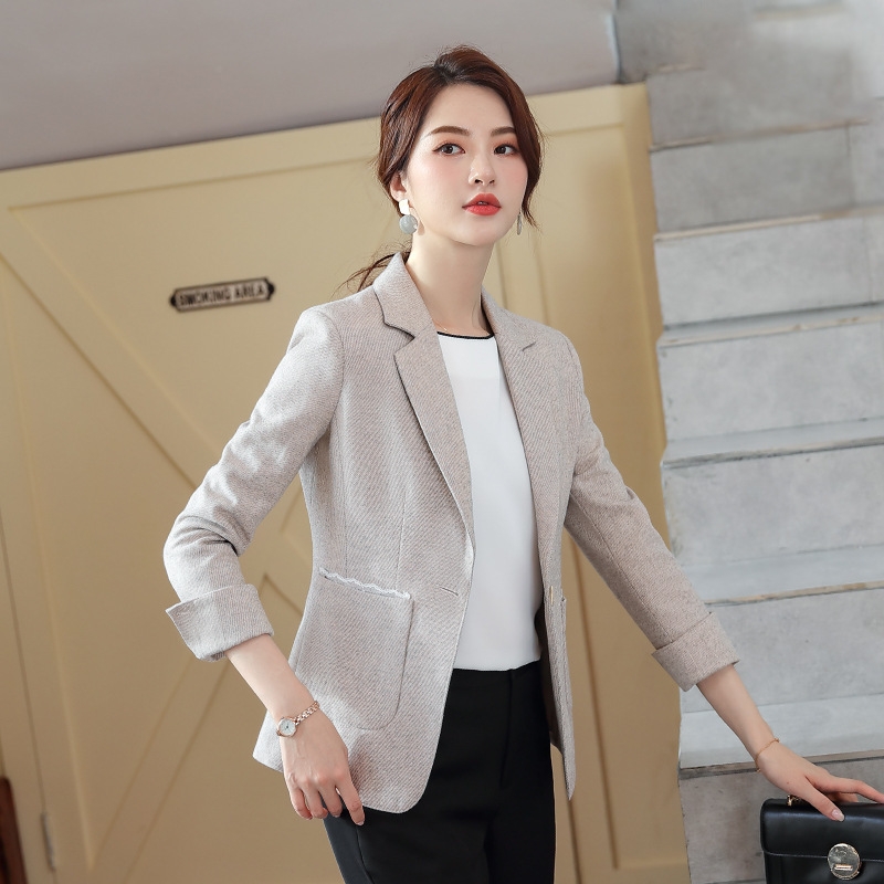 beige color business office lady women work suit female pant suit ...