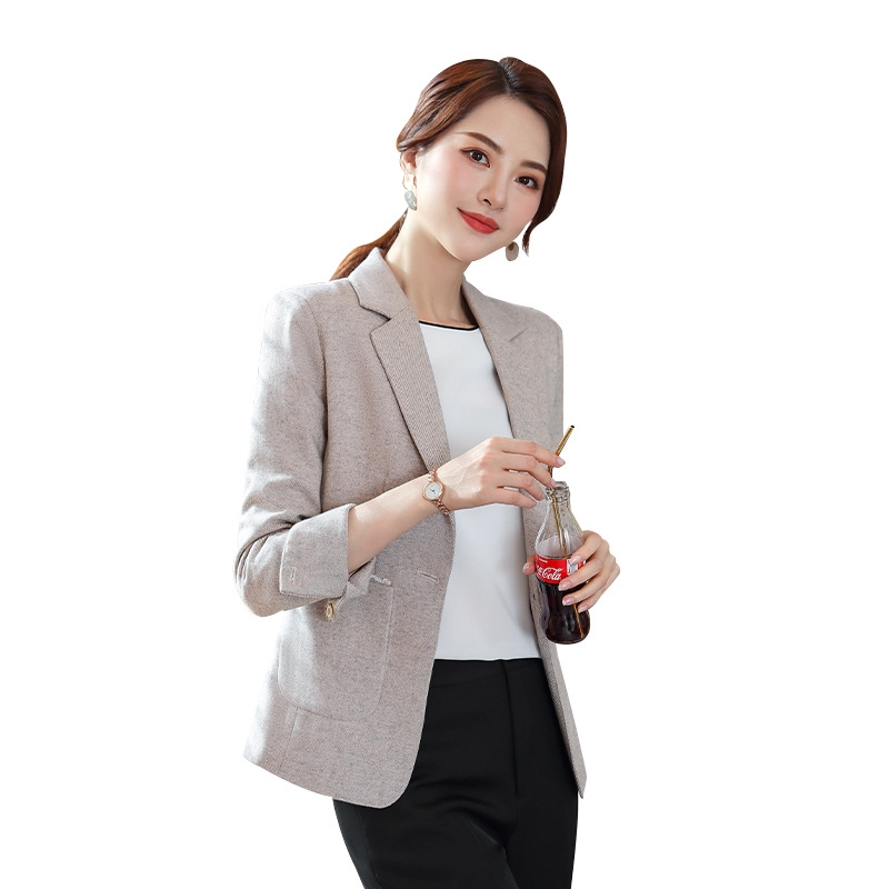beige color business office lady women work suit female pant suit ...