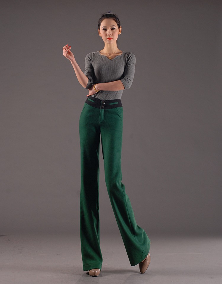 comfortable smooth fashion woolen women's flare pants